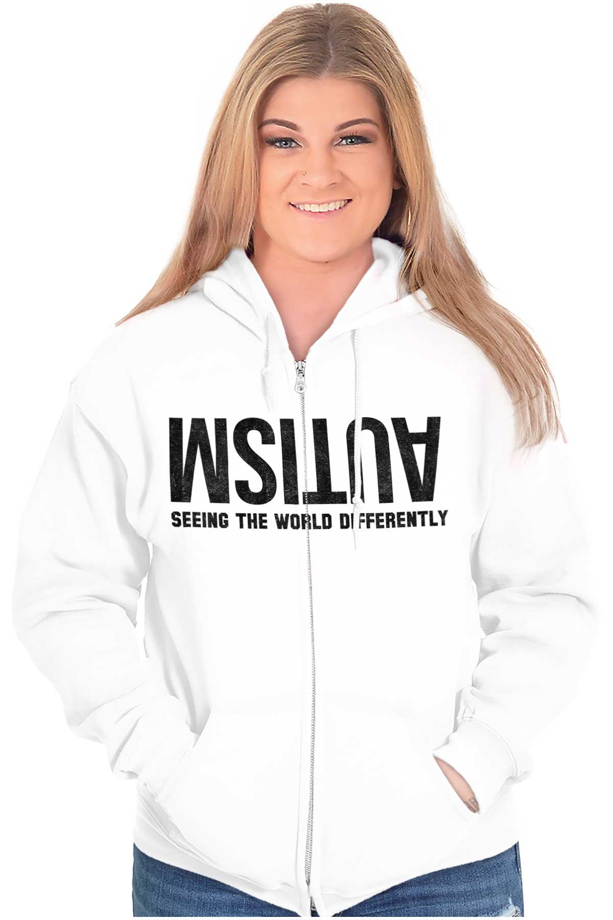 Autism Seeing the World Differently Zip Up Hoodie Men's Women's Brisco ...