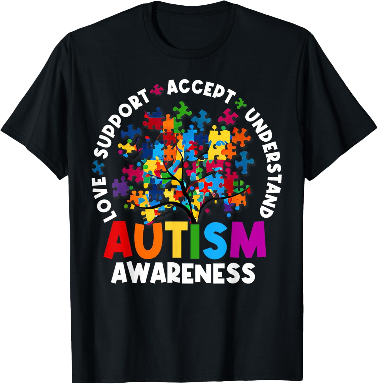 Autism Shirt Love Accept Support Autistic Autism Awareness T-Shirt ...