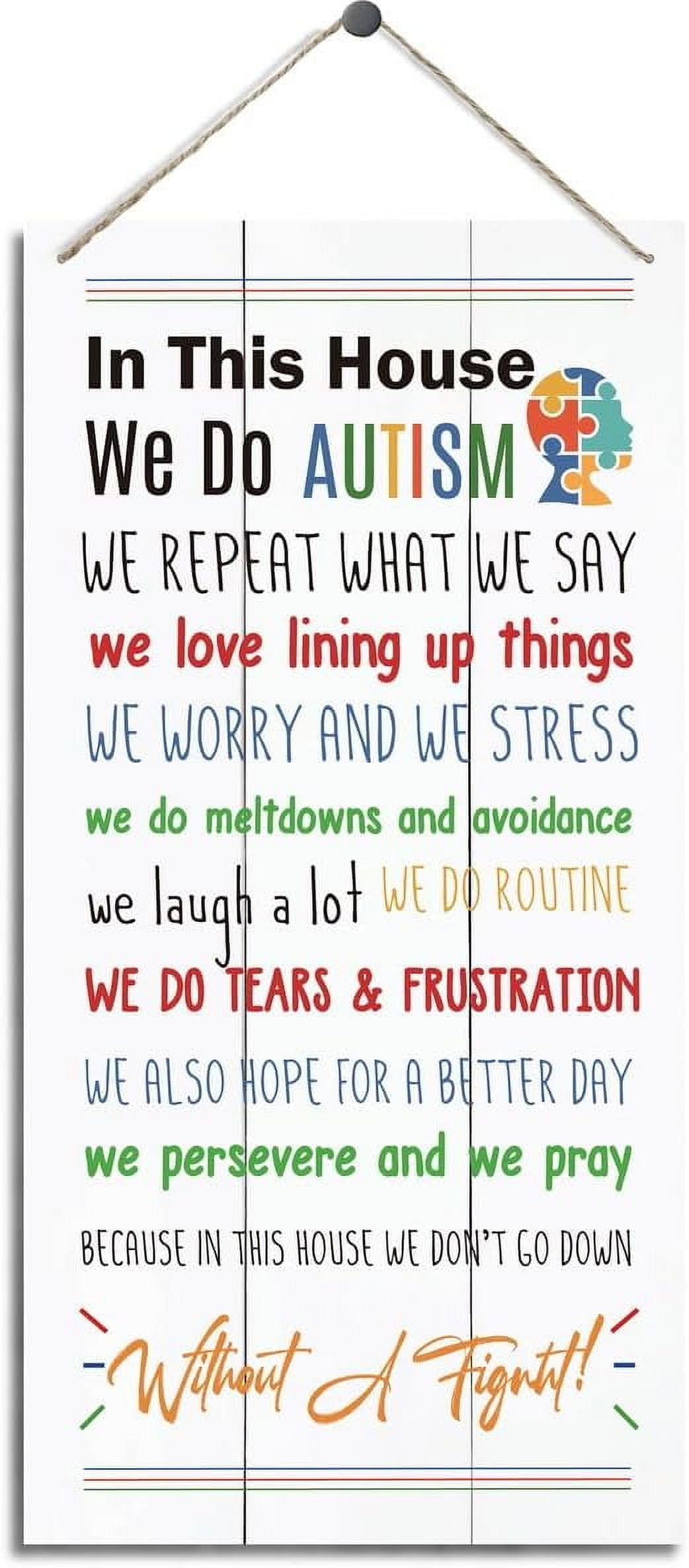 Autism Signs Decorative Wood Hanging Wood Plaque Rustic Autism Door ...