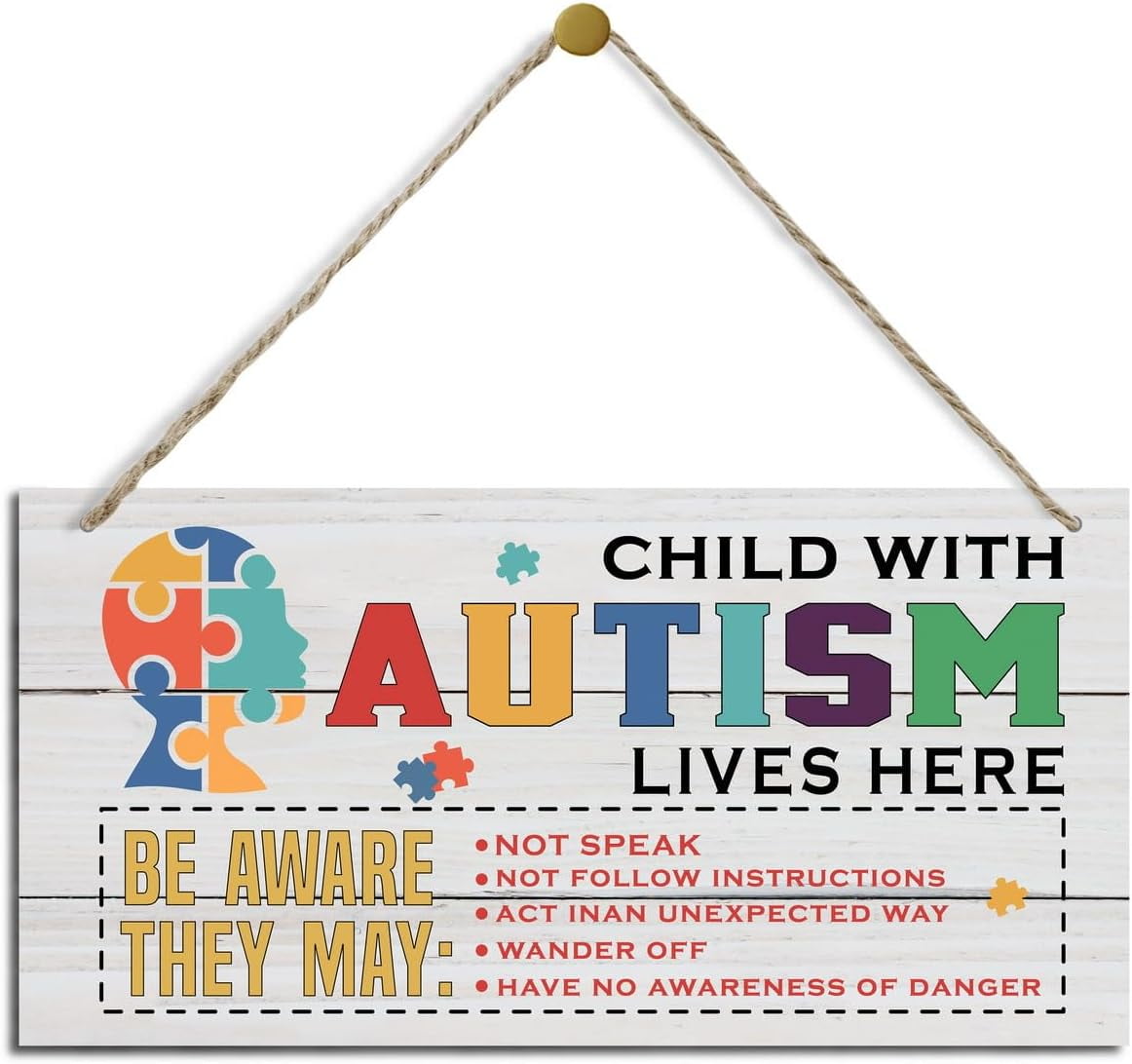 Autism Signs Decorative Wood Hanging Wood Rustic Door Hanger Wall Decor ...