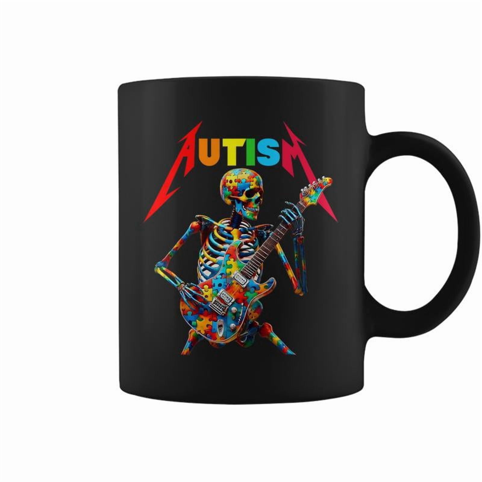 Autism Skeleton Guitar Player Rock Music Autism Awareness Coffee Mugs ...
