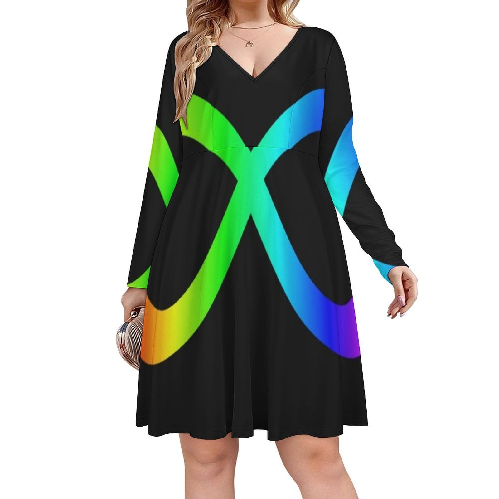 Autism Spectrum Infinity Awareness Symbol Long Sleeve Dresses For Women ...
