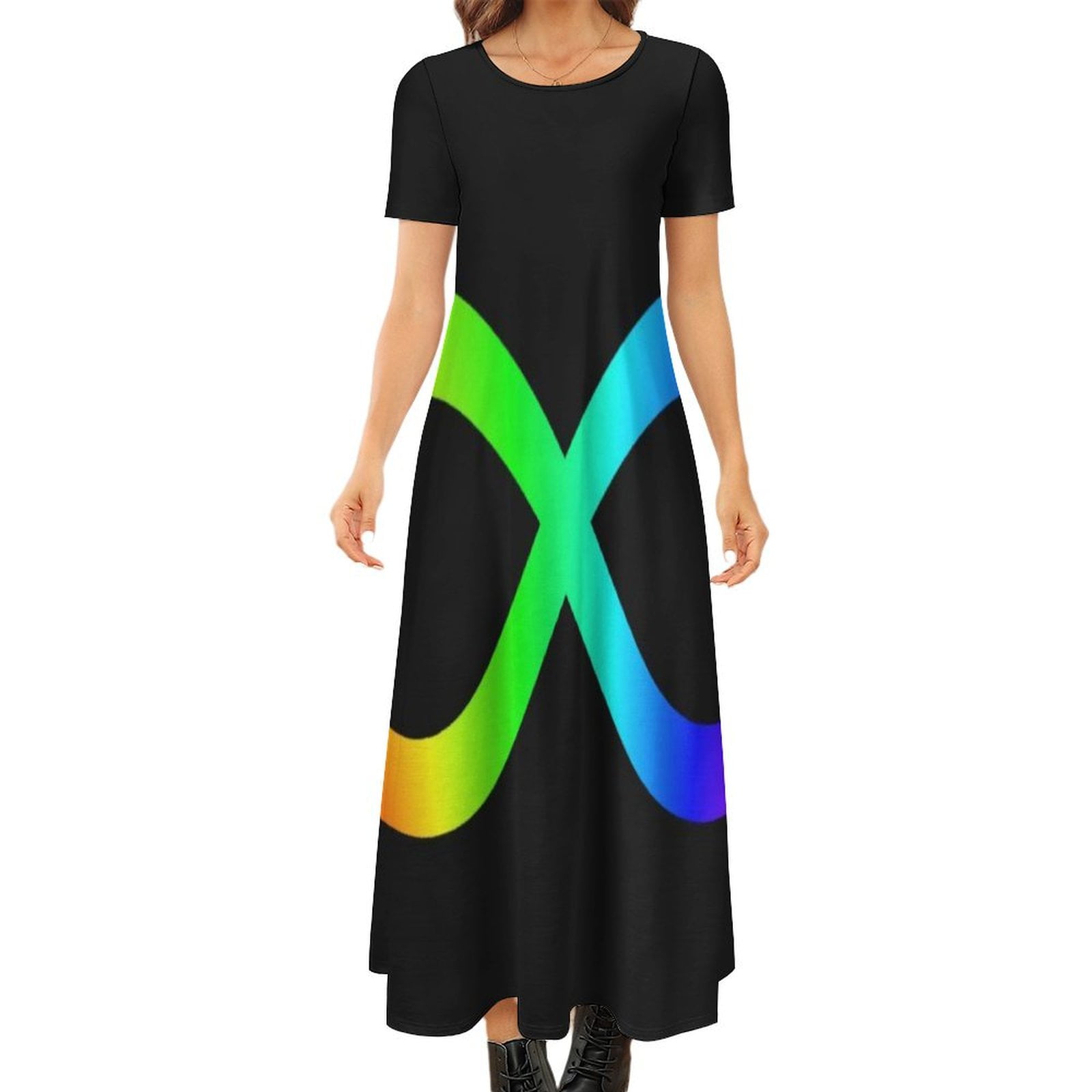 Autism Spectrum Infinity Awareness Symbol Maxi Dress for Women Crew ...