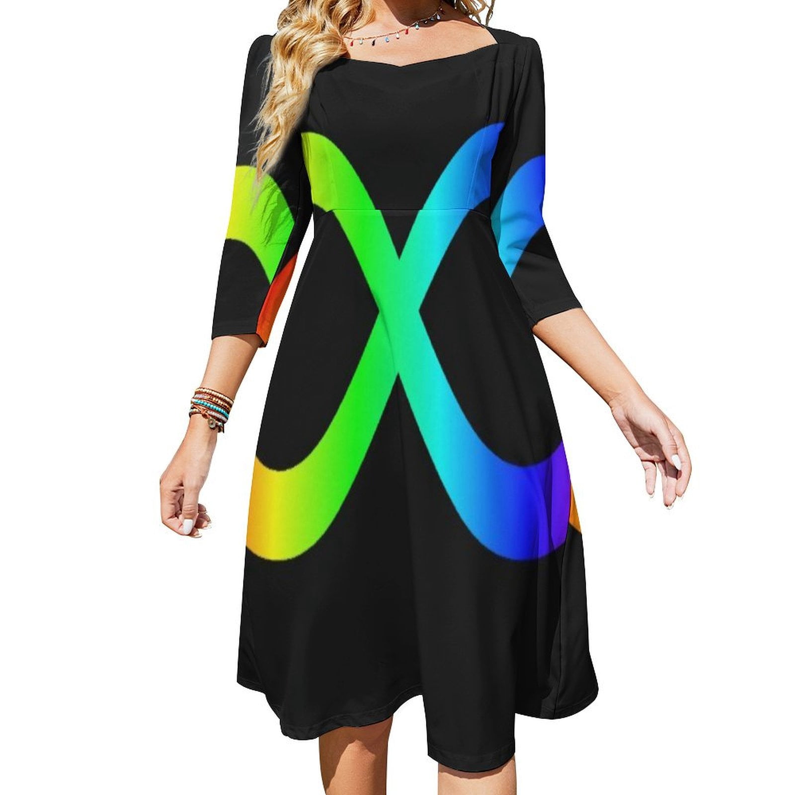 Autism Spectrum Infinity Awareness Symbol Sweetheart Knot Flared Dress ...