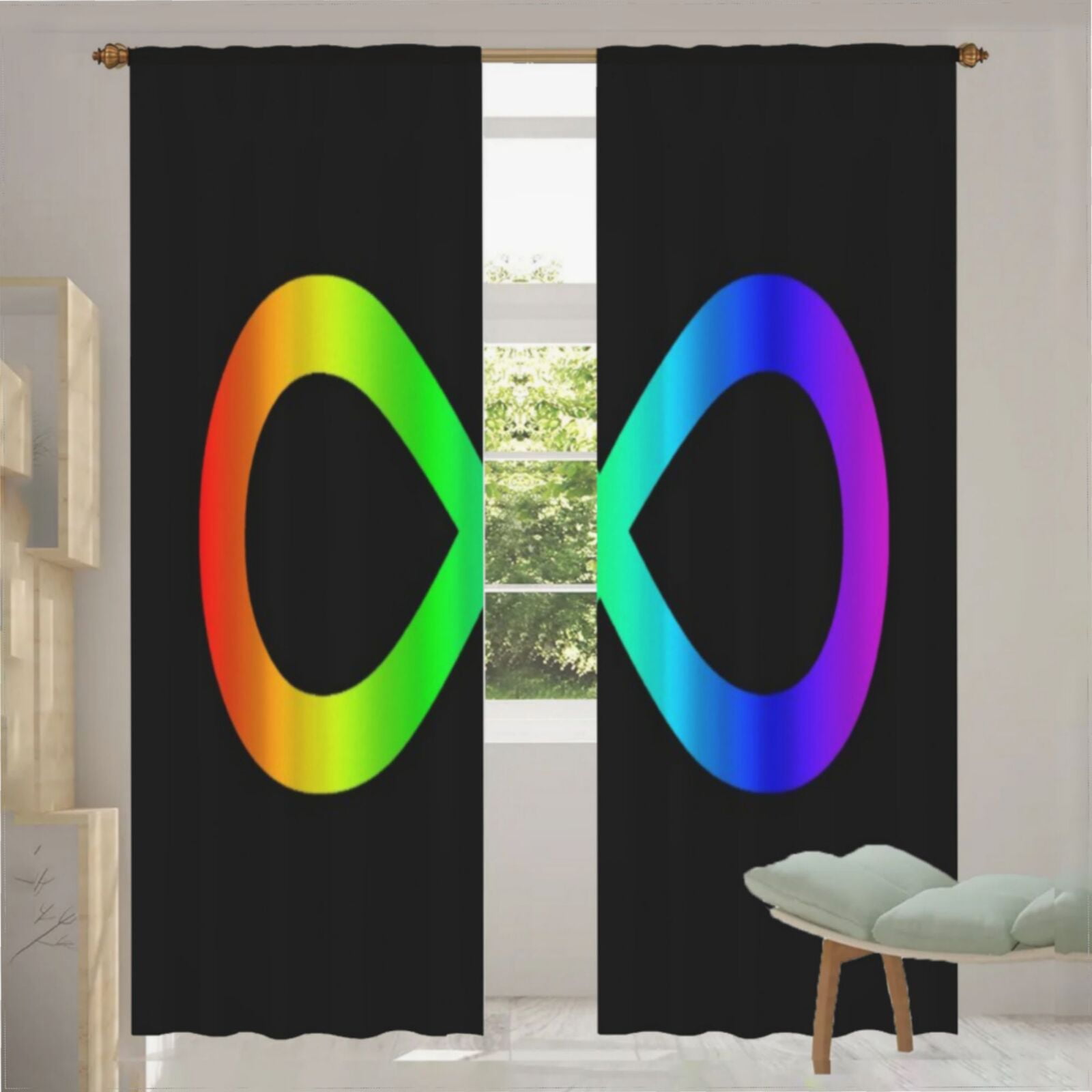 Autism Spectrum Infinity Awareness Symbol Tulle Sheer Window Curtains ...