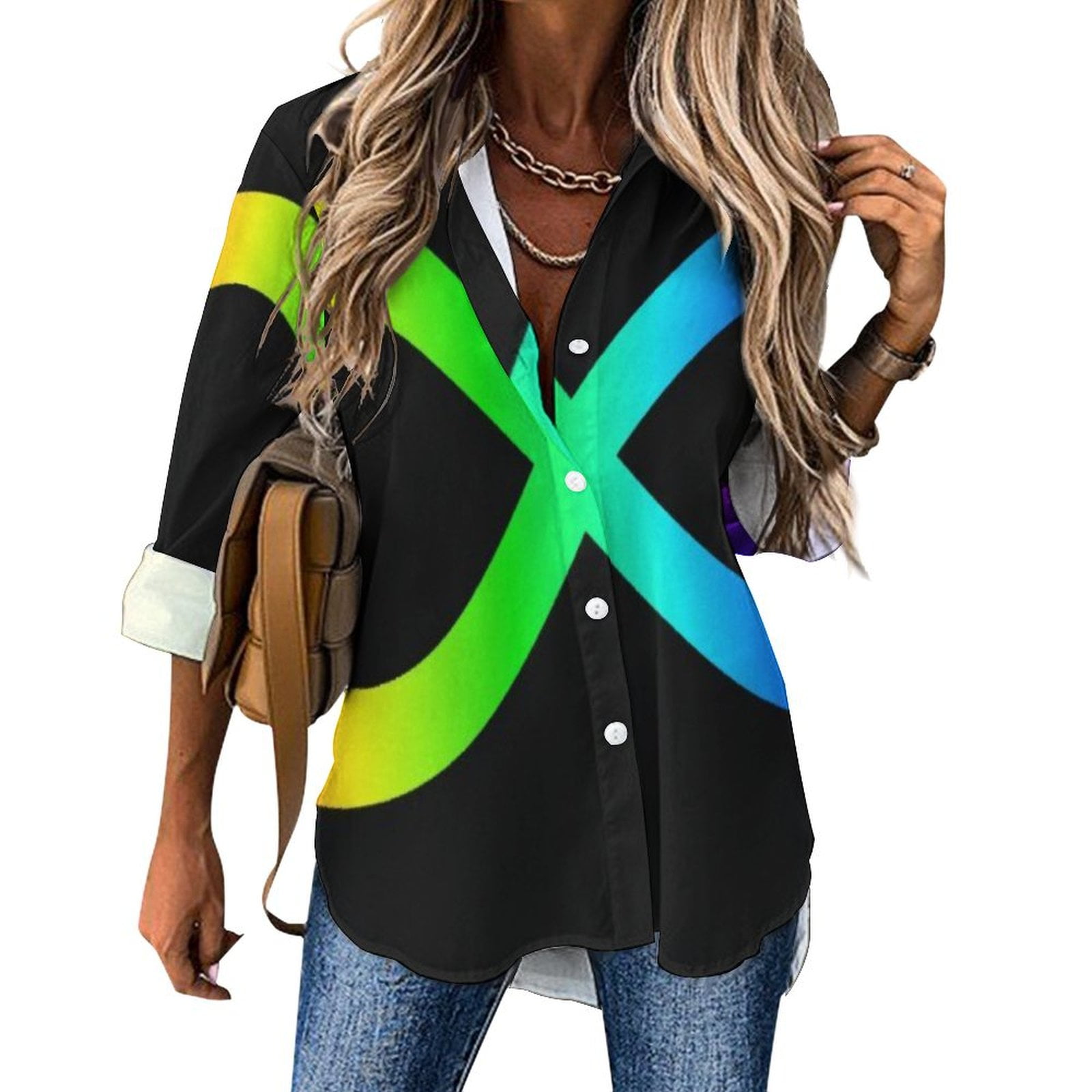 Autism Spectrum Infinity Awareness Symbol Women's Button Down Long ...