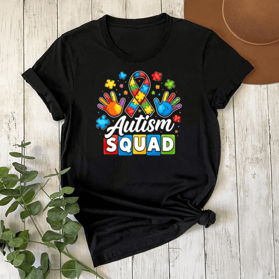 Autism Squad Awareness Ribbon And Hands Solidarity Unisex T-Shirt, S ...