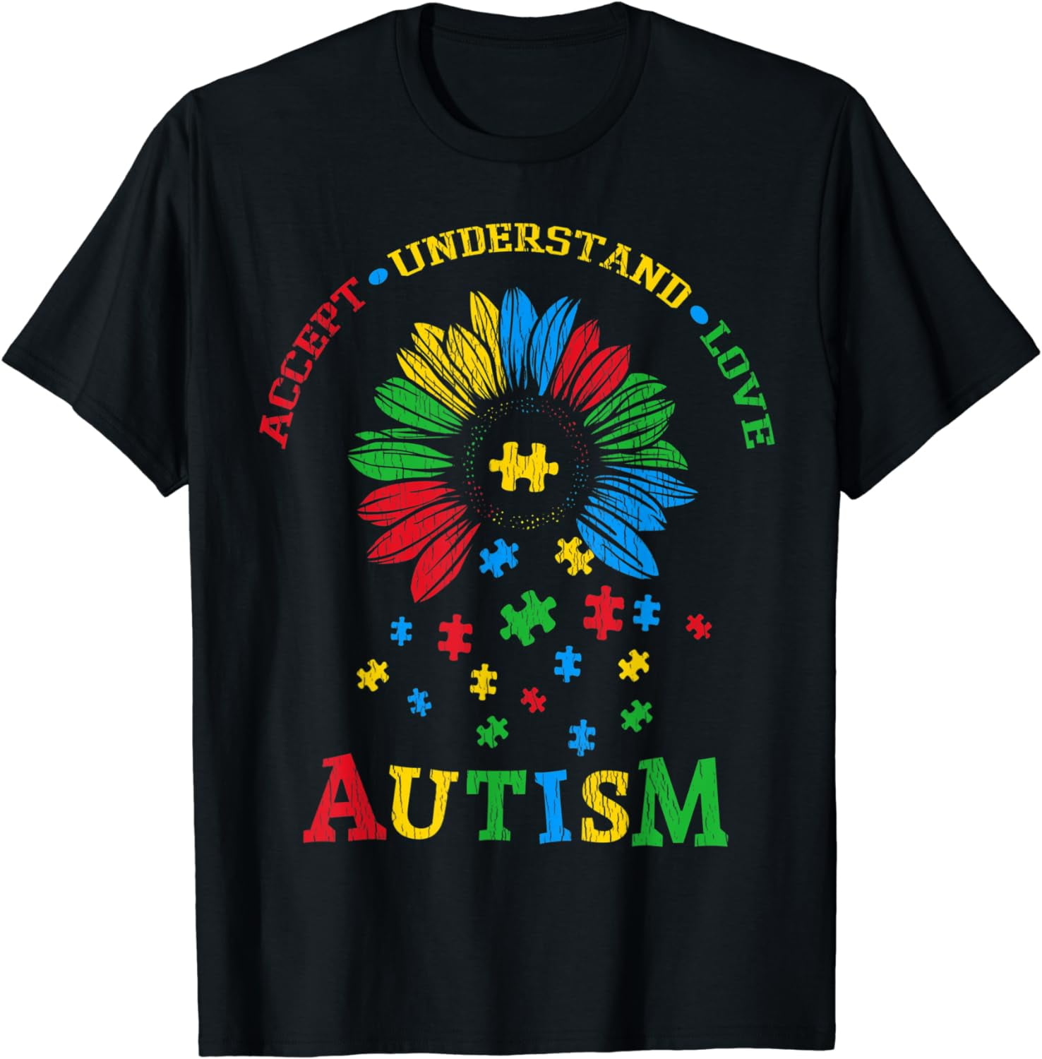 Autism Support Care Accetance Love Autistic Kid Awareness T-Shirt ...