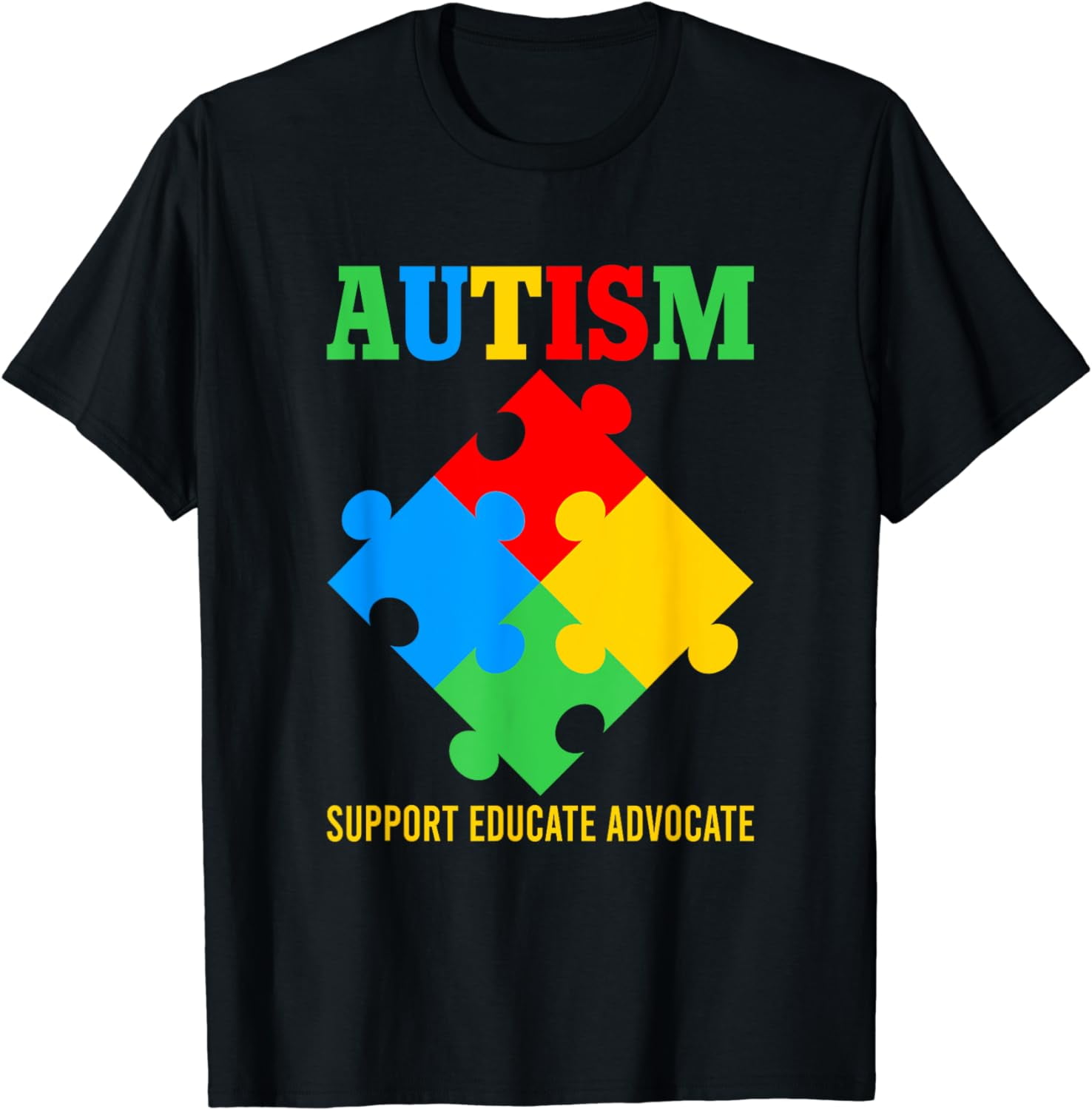 Autism Support Educate Advocate Neurodiversity Puzzle T-Shirt - Walmart.com