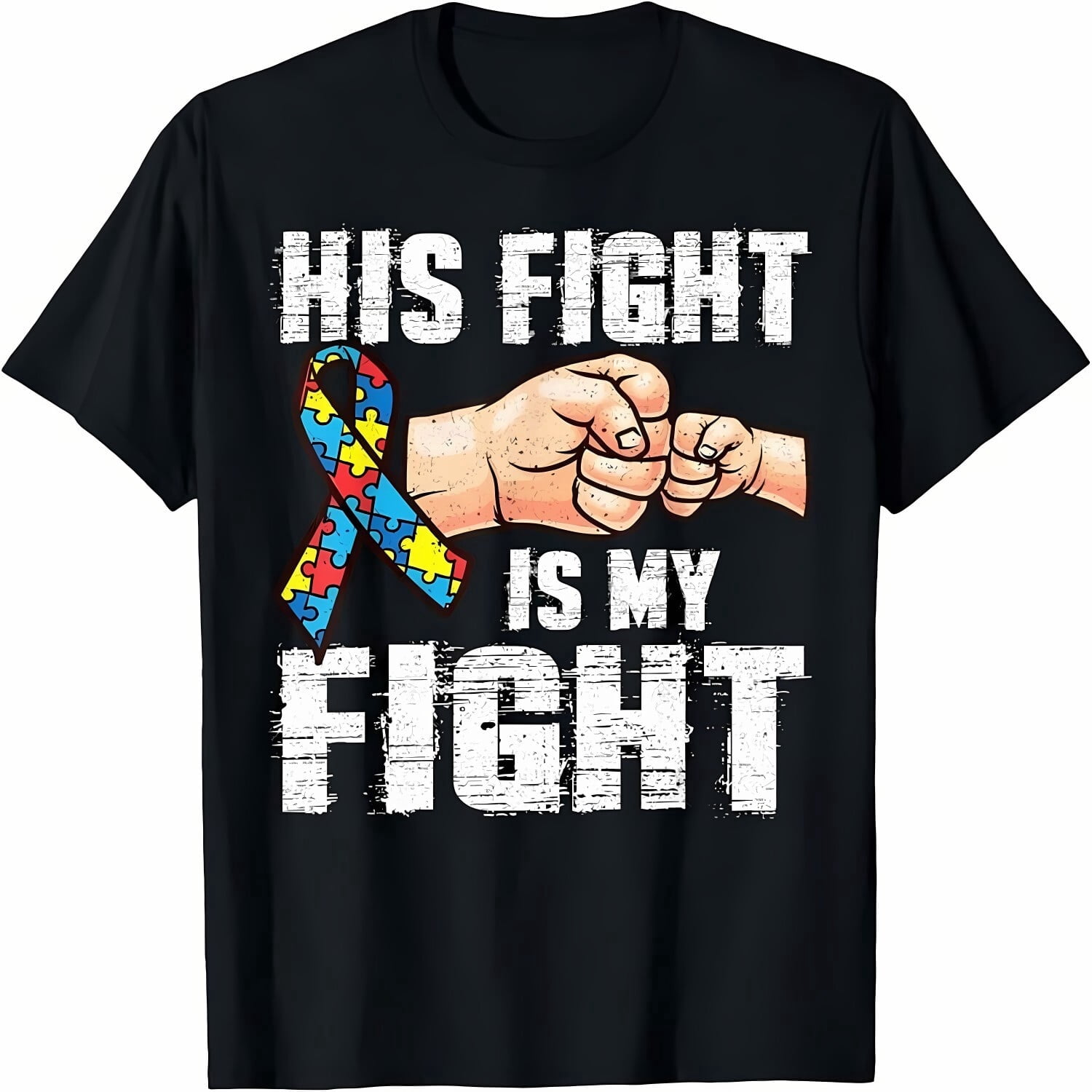 Autism Support Graphic Tee Puzzle Ribbon Print For Family Members ...