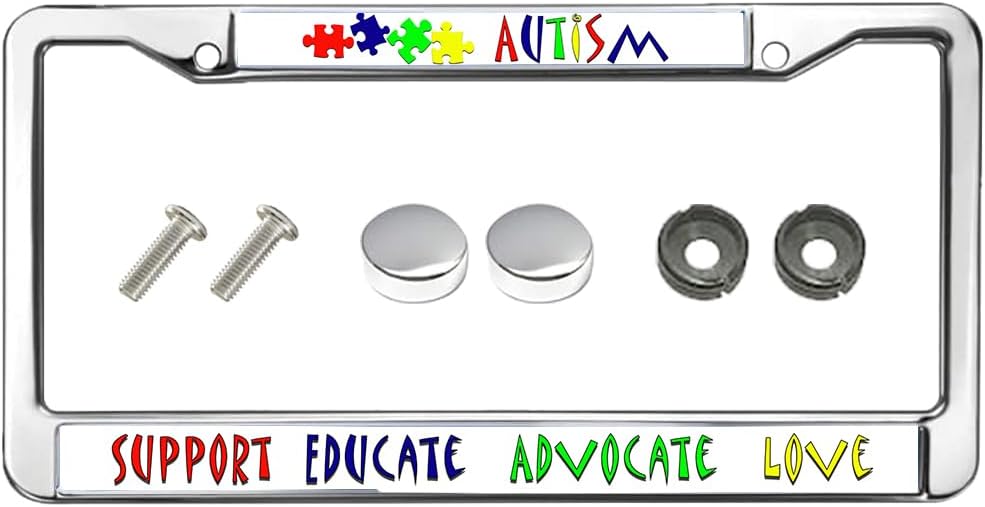 Autism Support Power License Plate Frame,Autism Puzzle License Plate ...