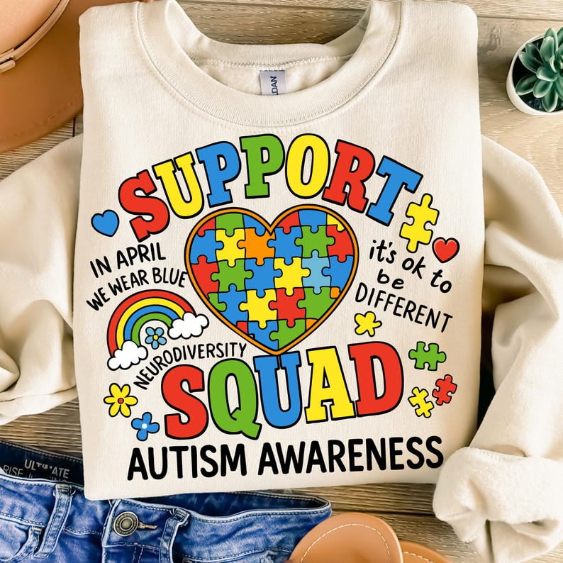 Autism Support Squad Sweatshirt, Autism Awareness Teacher Shirt ...
