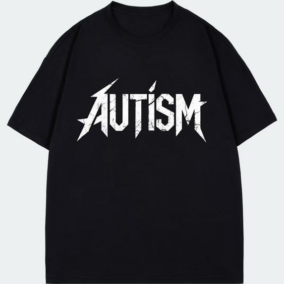 Autism T Shirt Black Autism Text Print For Autism Awareness And Support ...