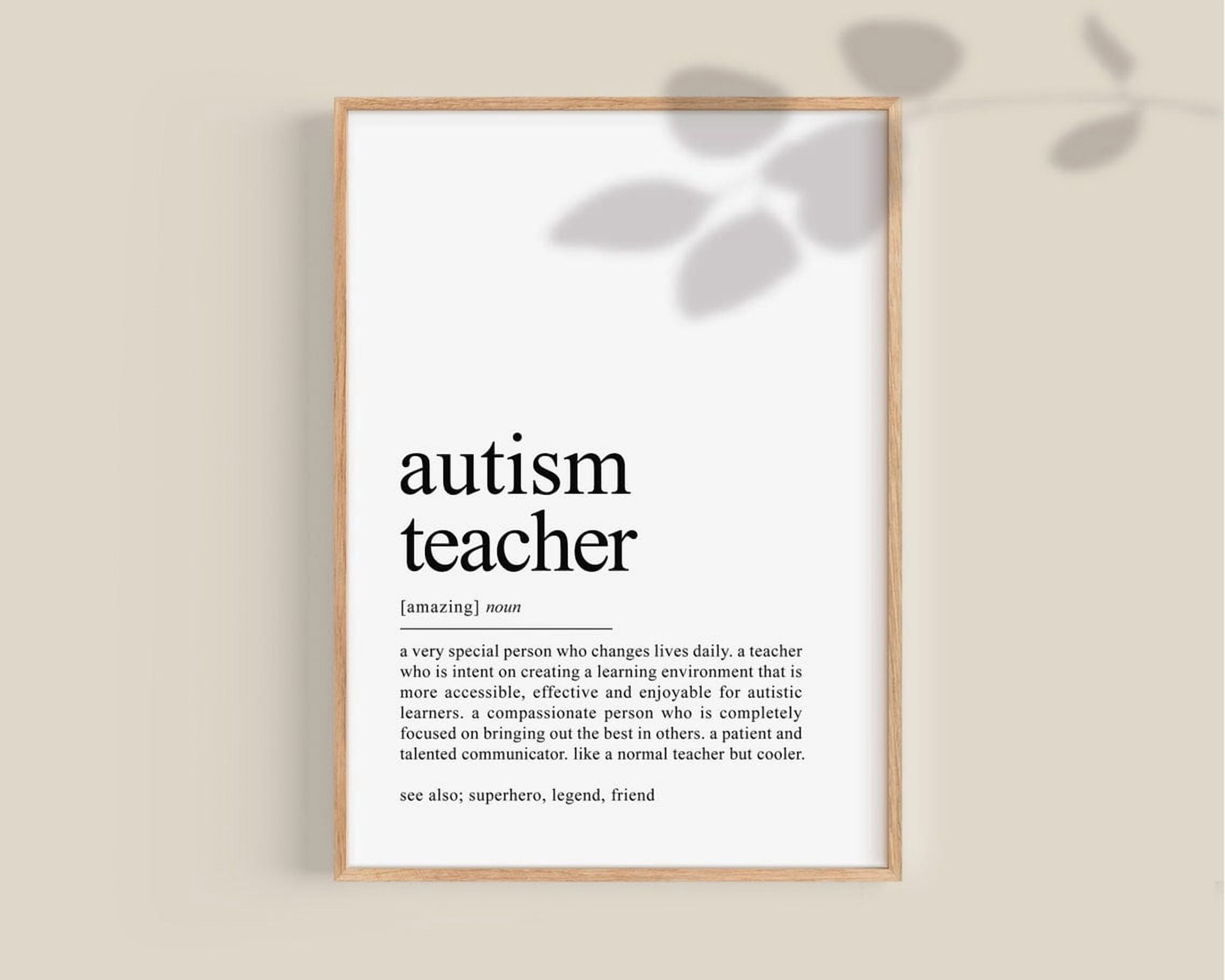 Autism Teacher Definition Poster Behaviorist Awareness SPED ...