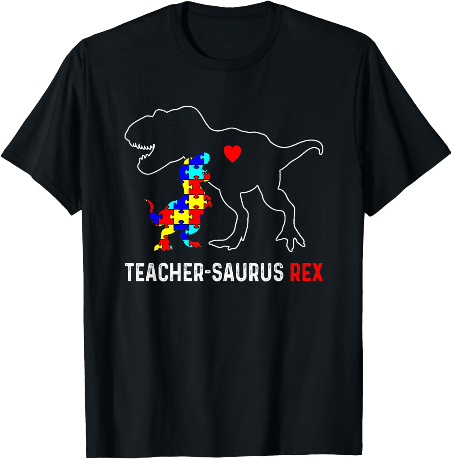 Autism Teacher Dinosaur Teachersaurus Rex Awareness Day T-Shirt ...