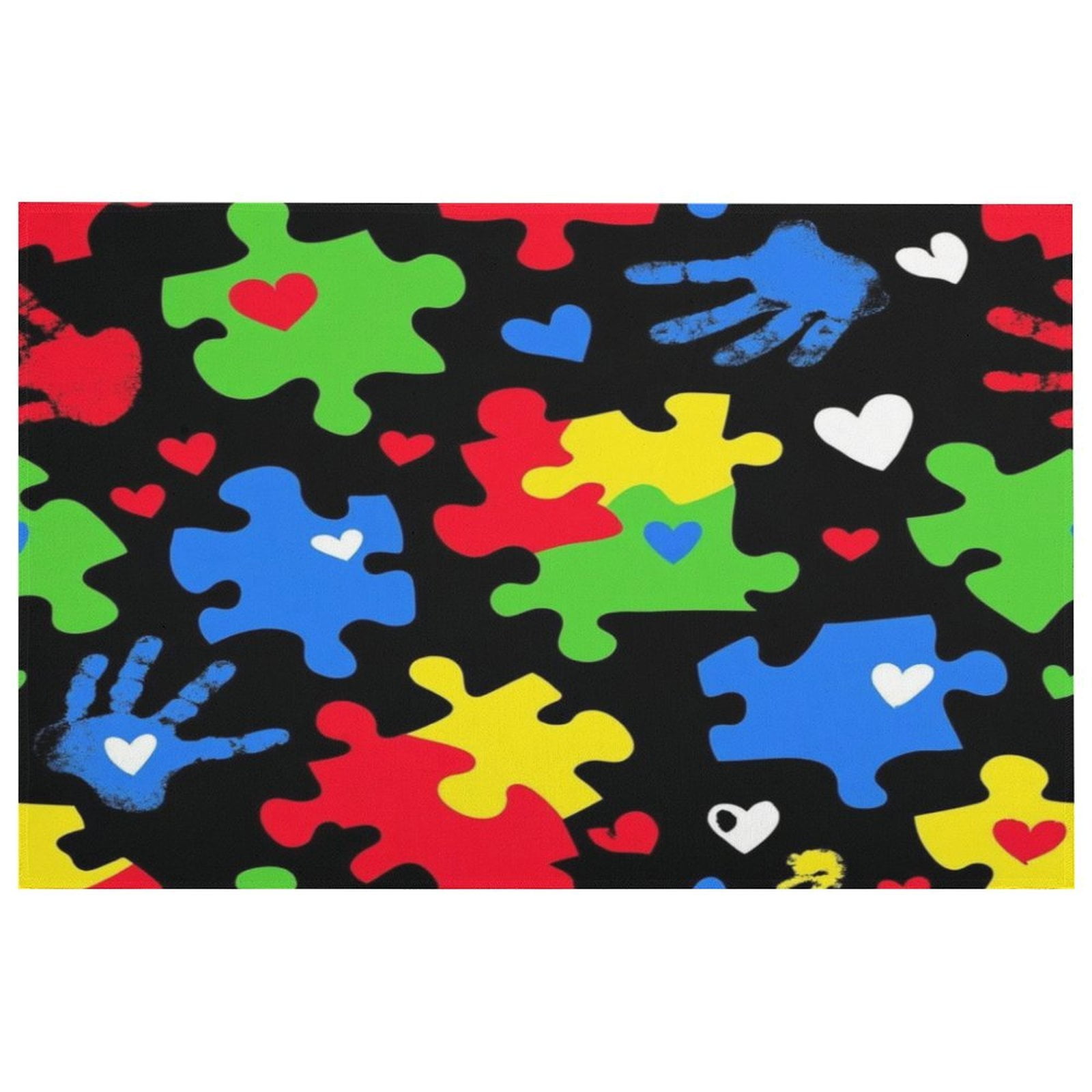 Autism Theme PUZZLE Heart Pattern Adult Home Decor Bedroom Living Room ...