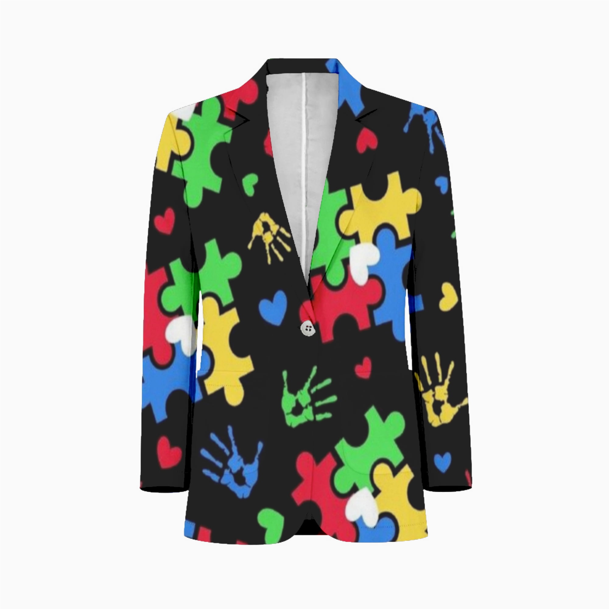 Autism Theme PUZZLE Heart Pattern Men Blazers Slim Clothing Summer ...