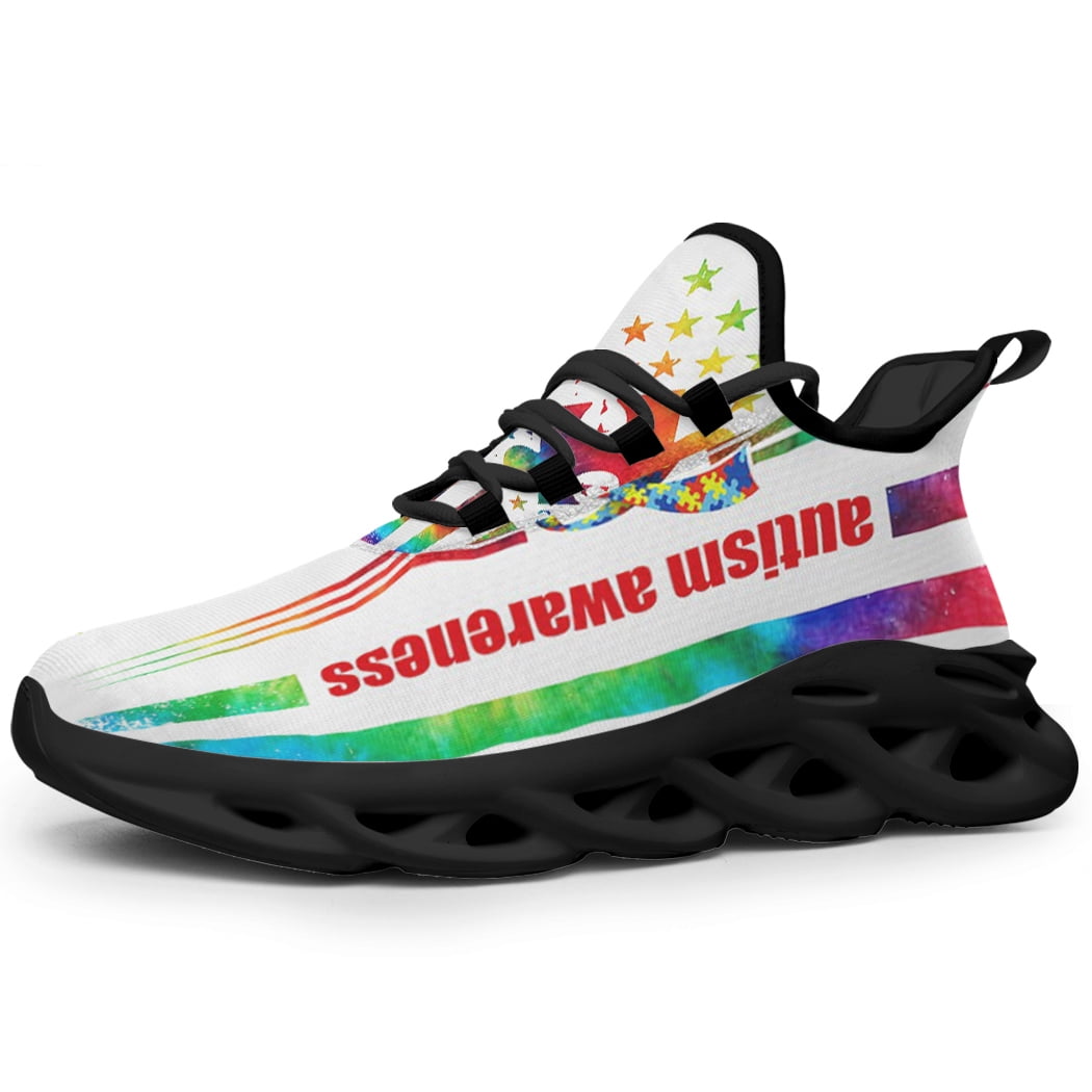 Autism Tie Dye Shoes Trail Running Shoe Non-Slip Breathable Comfortable ...