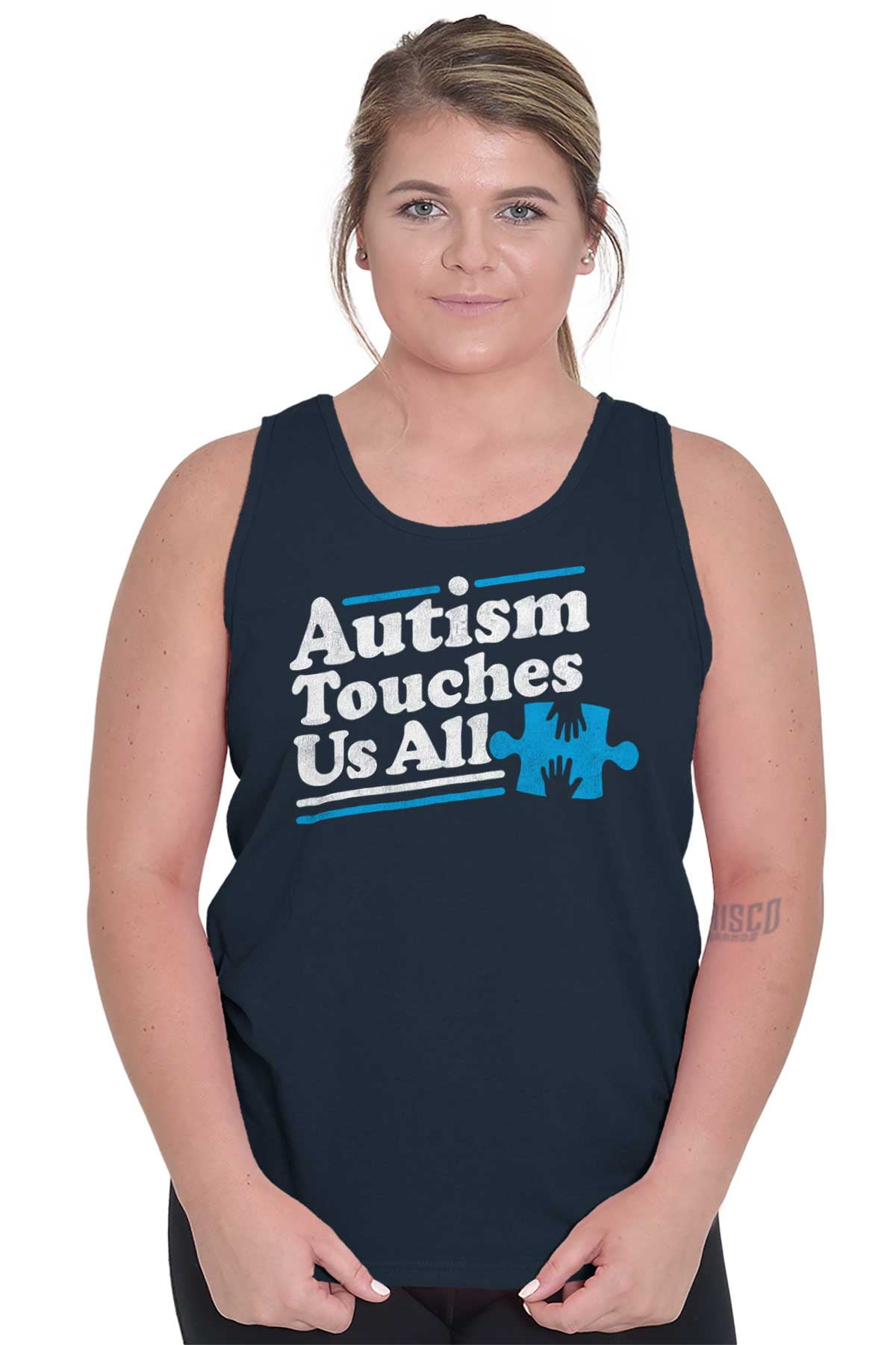 Autism Touches Us All Puzzle Piece Tank Top T Shirts Men Women Brisco ...