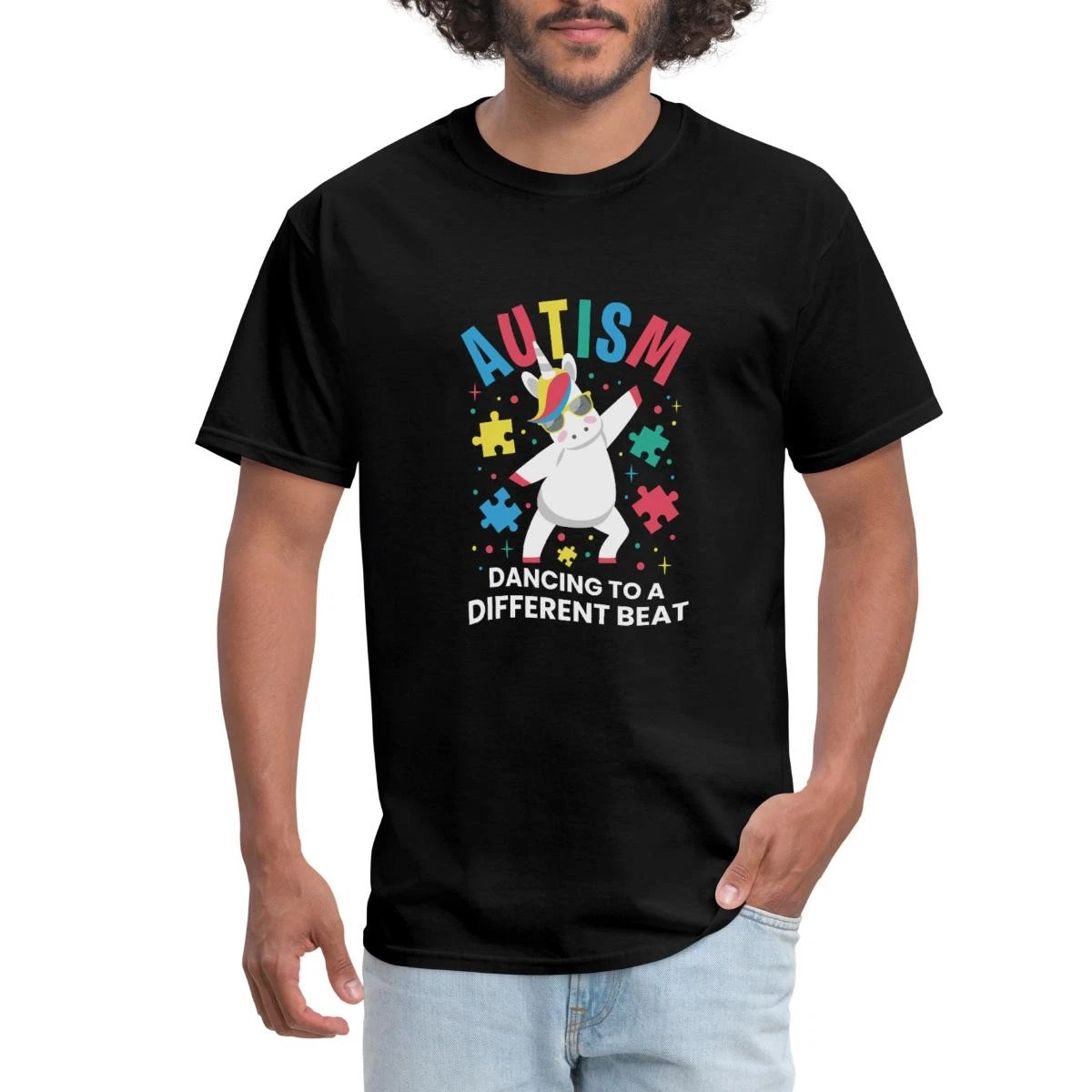 Autism Unicorn Dancing To A Different Beat Support Unisex T-Shirt, S ...