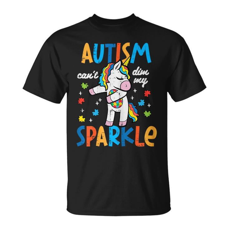 Autism Unicorn Floss Can’t Dim My Sparkle Awareness Girls Kid T-Shirt ...
