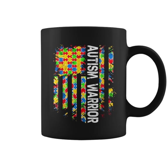 Autism Warrior Awareness Support Usa Flag Neurodiversity Coffee Mugs ...