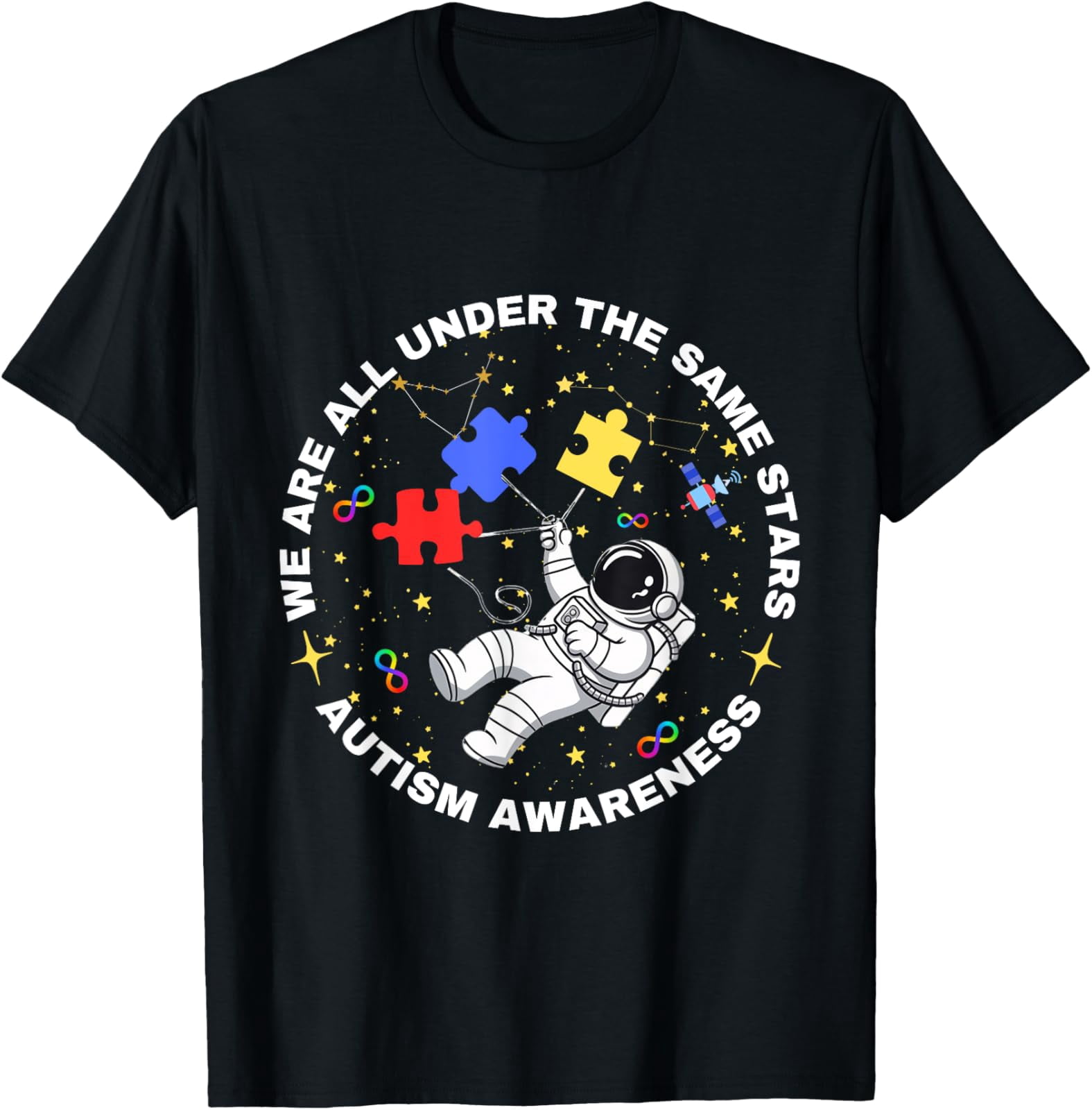 Autism We Are All Under The Same Stars Space Astronaut T-Shirt ...