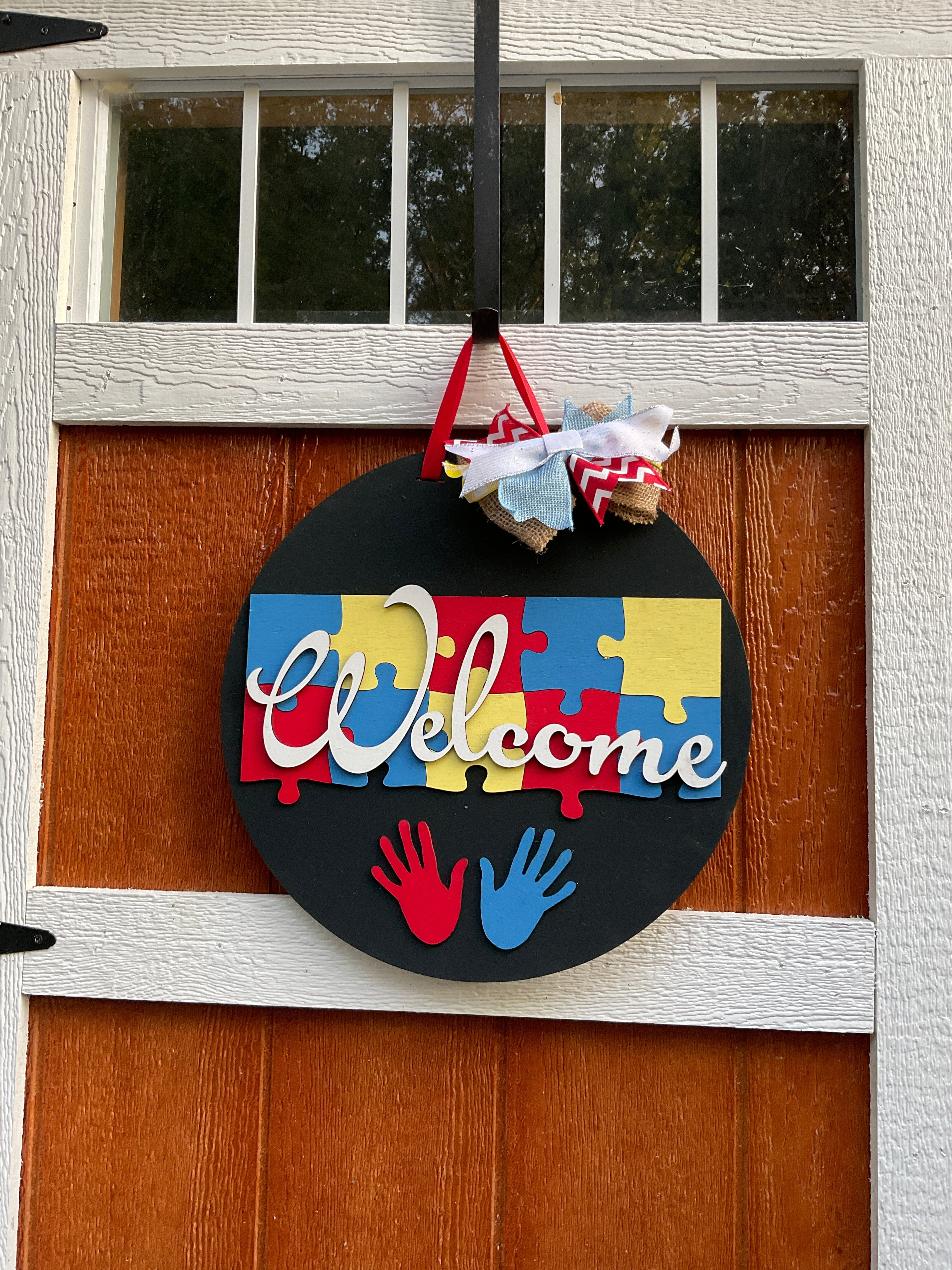 Autism Welcome Front Door Hanger l Circular Door Hanger l Everyday Door ...