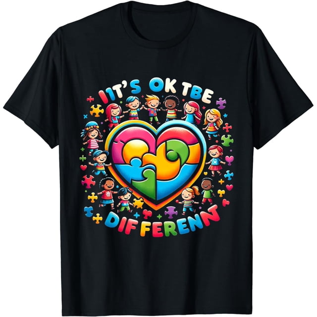 Autism awareness cute boys and girl, its ok to be different T-Shirt ...