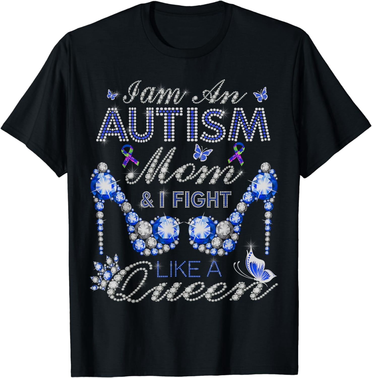 Autism awareness mom fight like a queen support autistic T-Shirt ...