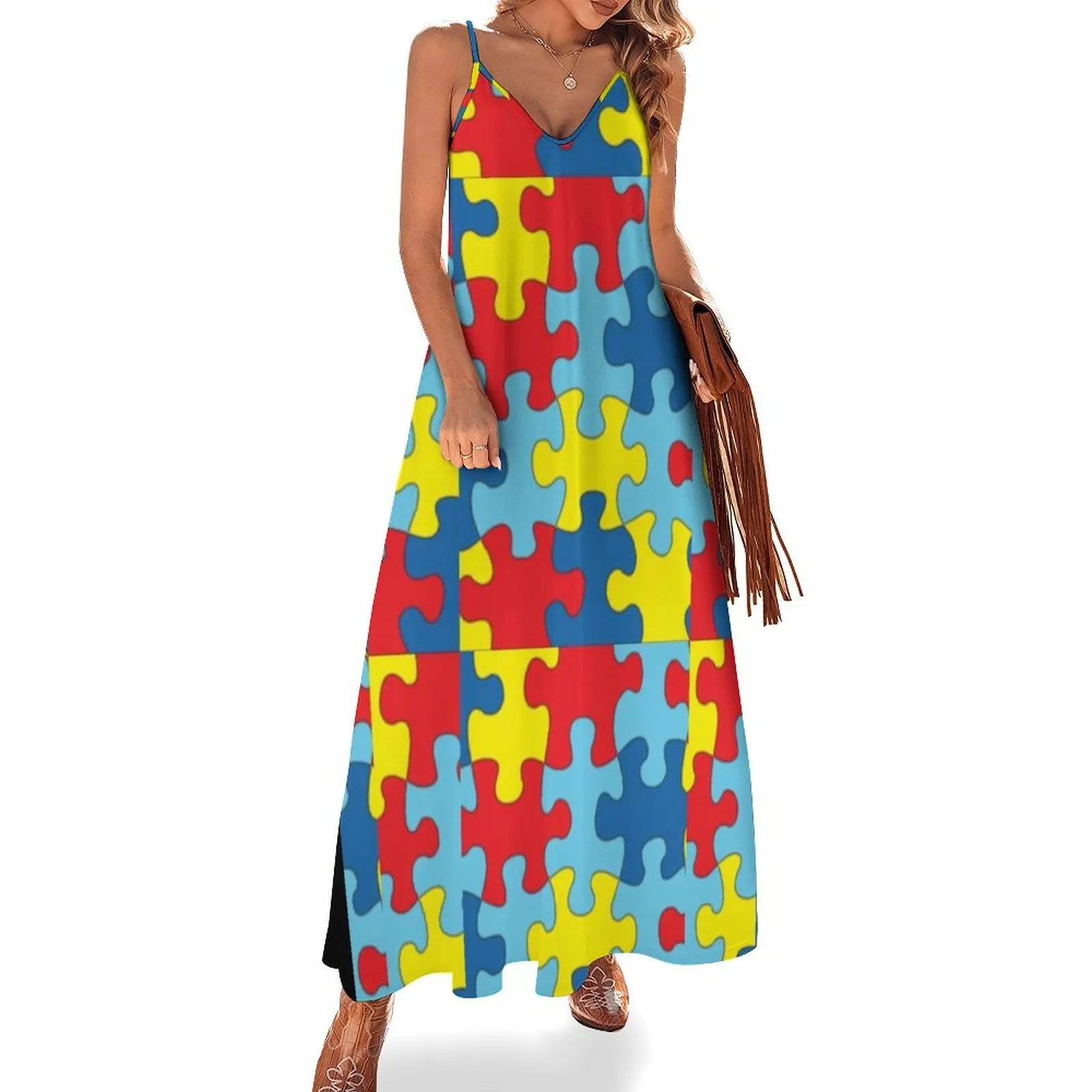 Autism awareness puzzle pieces Sleeveless Dress summer dress women 2024 ...