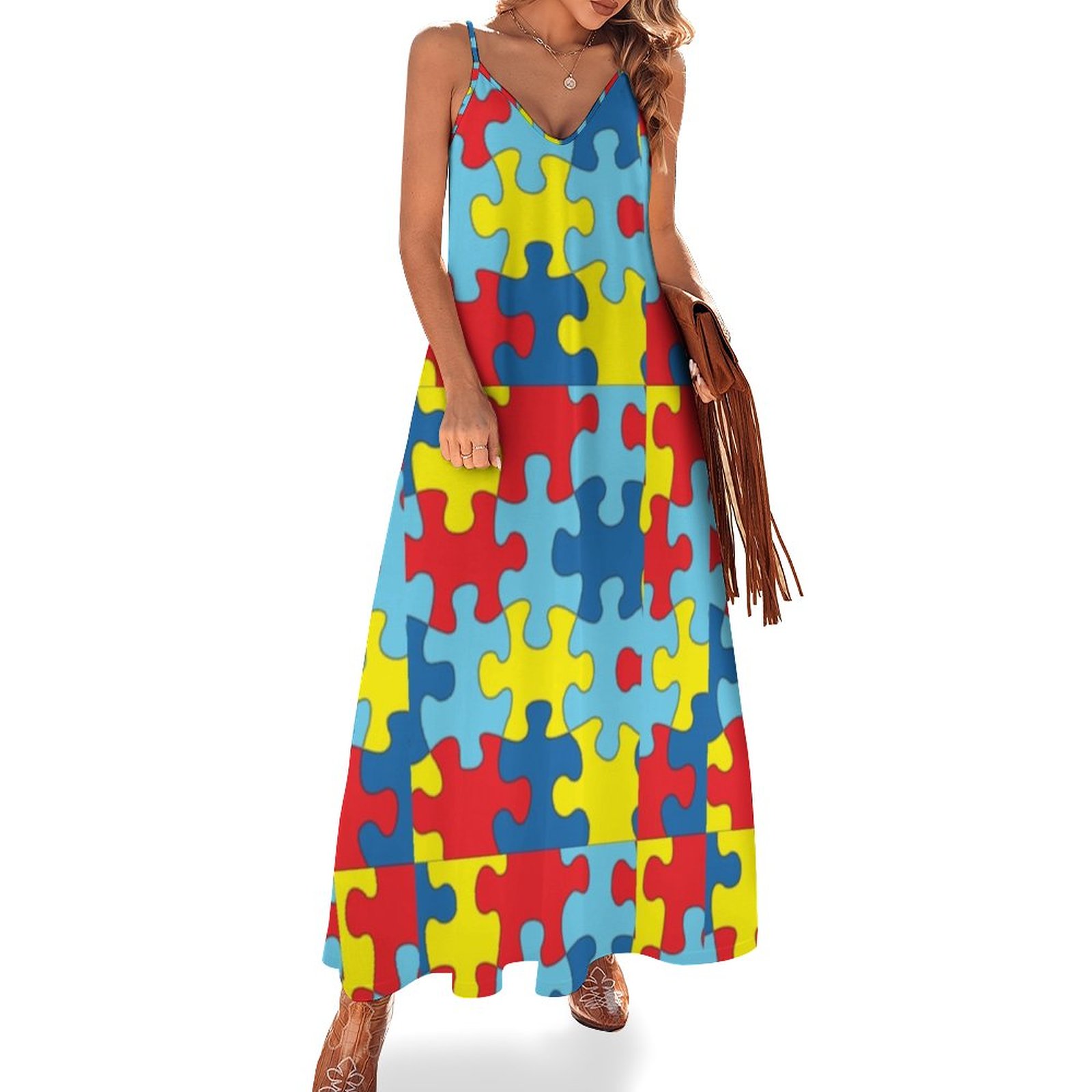 Autism awareness puzzle pieces Sleeveless Dress summer women's suit ...