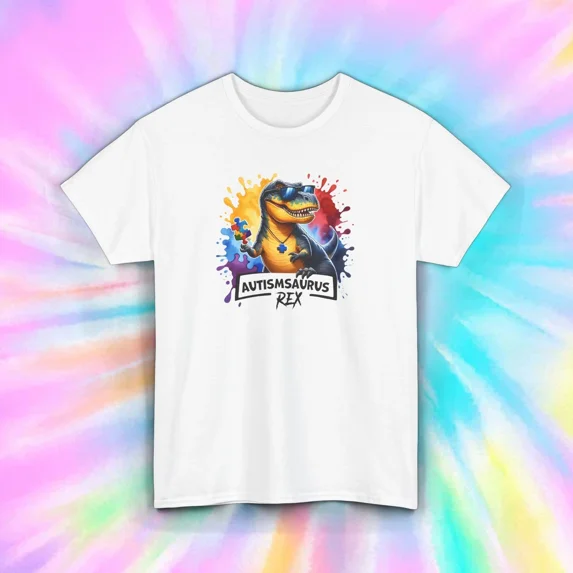 Autismsaurus Rex Funny Autism Awareness T-Shirt Dinosaur Graphic ...