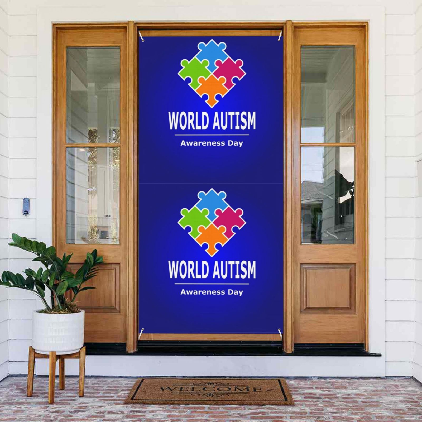 Autistic Autism Awareness Day Month Door Cover Decoration Backdrop ...