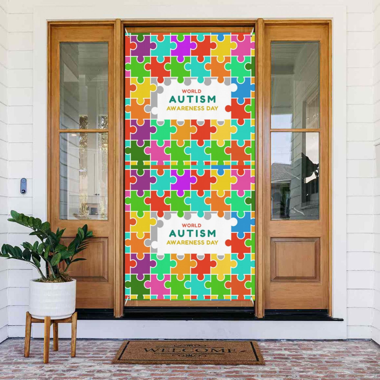 Autistic Autism Awareness Day Month Door Cover Decoration Backdrop ...