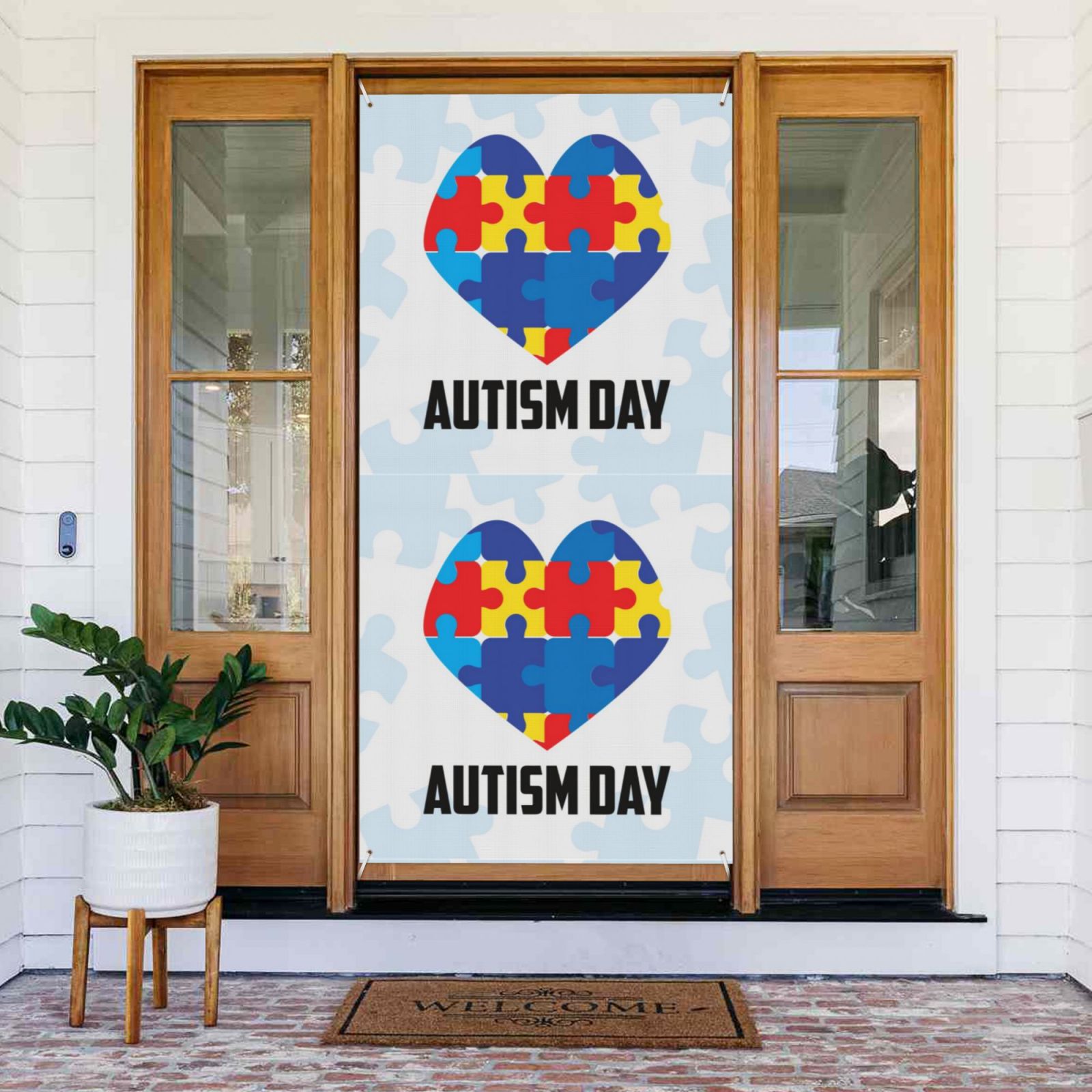 Autistic Autism Awareness Day Month Door Cover Decoration Backdrop ...