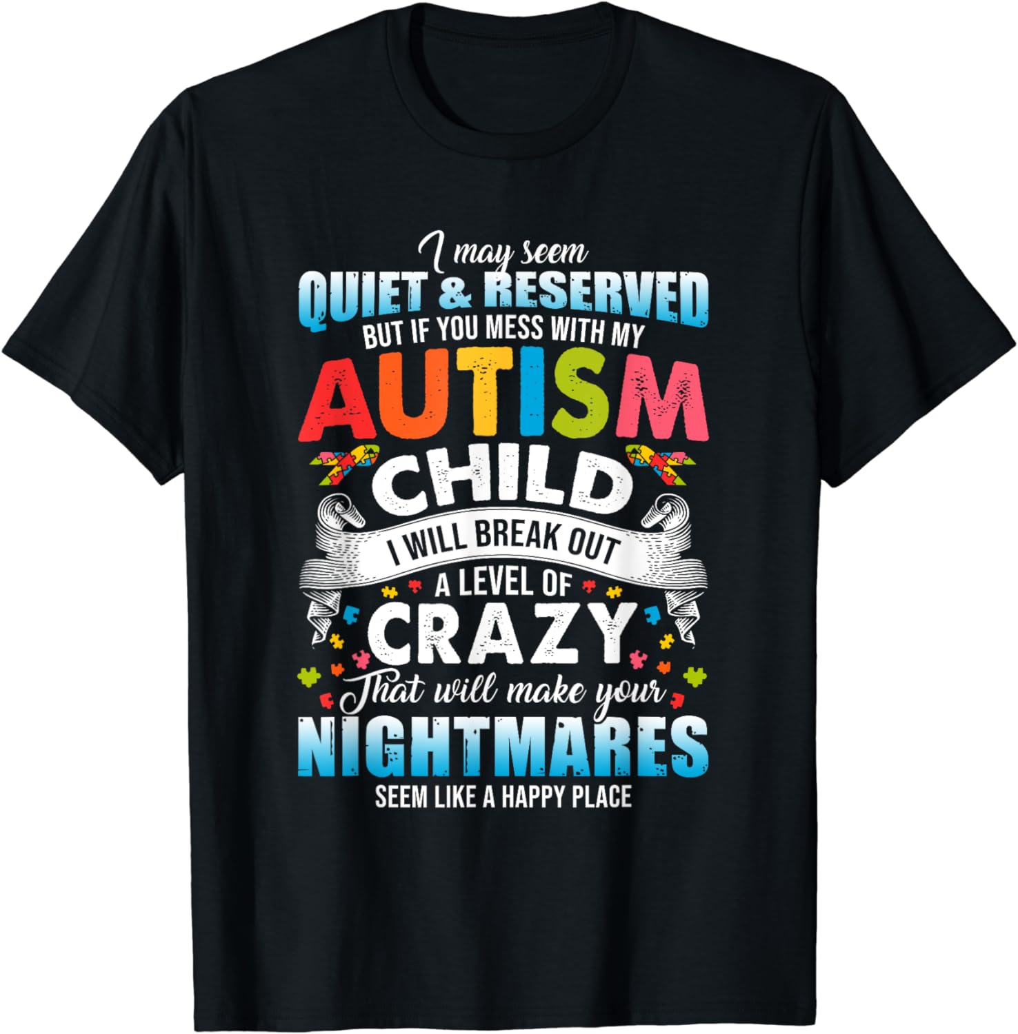Autistic Autism Awareness Puzzle Pieces Proud Autism Mom Dad T-Shirt ...