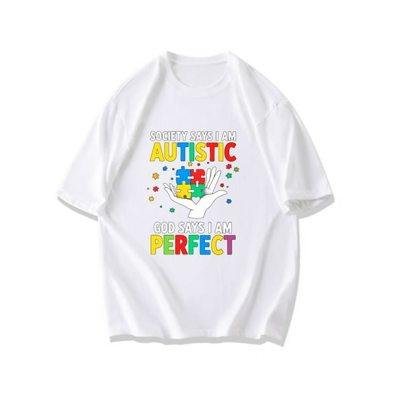 Autistic Awareness T Shirt Black Autism Puzzle Piece And Hands Print ...