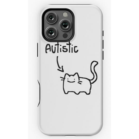 Autistic Cat Illustration Phone Case Compatible with iPhone 11 to 16 ...