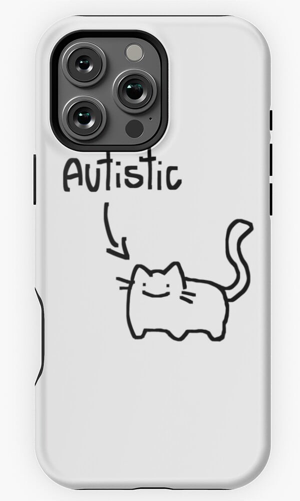 Autistic Cat Illustration Phone Case for iPhone 16 15 14 13 12 11 Pro ...