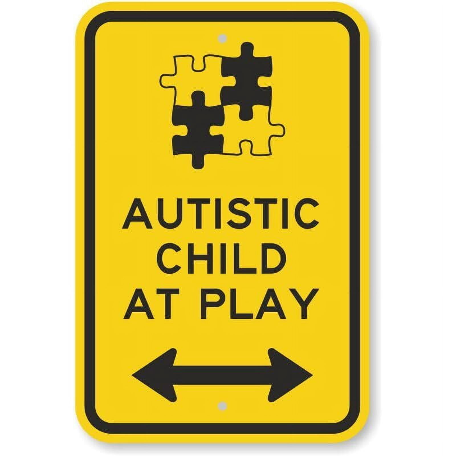 Autistic Child At Play Bi Directional Arrow Weatherproof Metal Sign ...