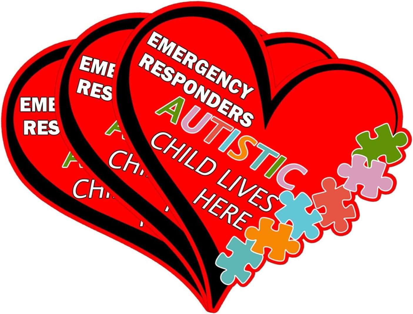 Autistic Child Lives Here Sticker 6x6inch Heart Autism Emergency-Notice ...