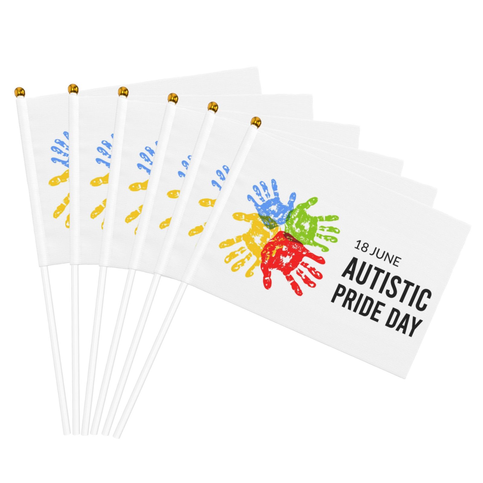 Autistic Pride Day Flag Small Flags Stick 5.5'' X 8.2'' Hand Held Flags ...