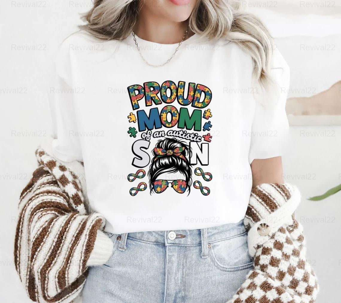 Autistic Son T-shirt, Sweatshirt, Hoodie with Puzzle Heart for Loving Moms, for men & women, up ...