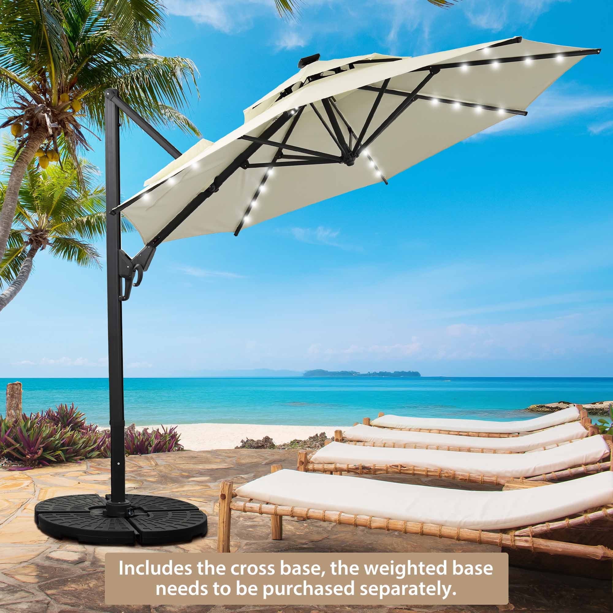 Autlaycil 10' Patio Cantilever Umbrella with Solar Lights, 5 Years Fade ...