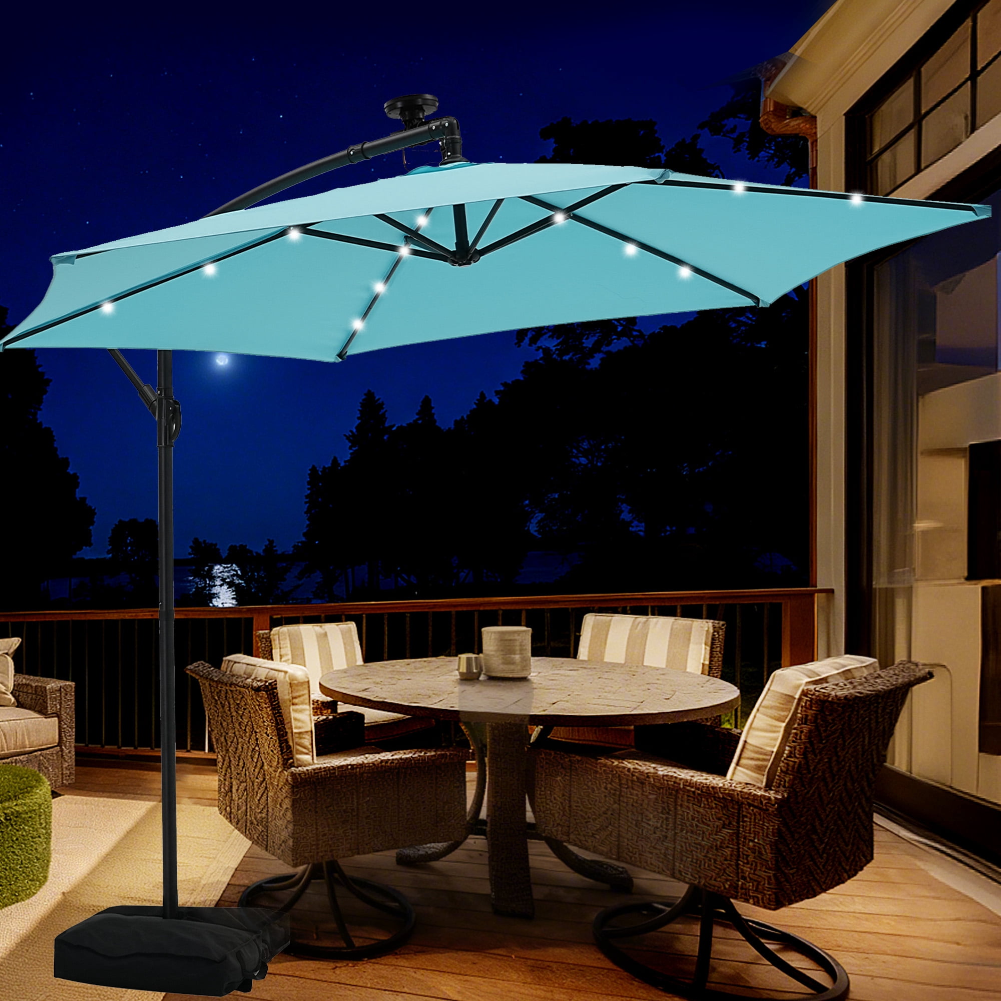 Autlaycil 10 ft Cantilever Offset Outdoor Patio Umbrella with Base ...