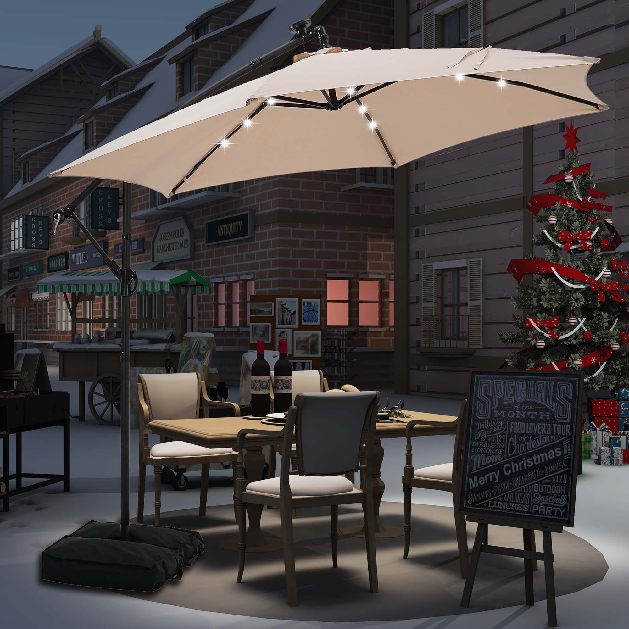 Autlaycil 10 ft Cantilever Offset Outdoor Patio Umbrella with Base ...