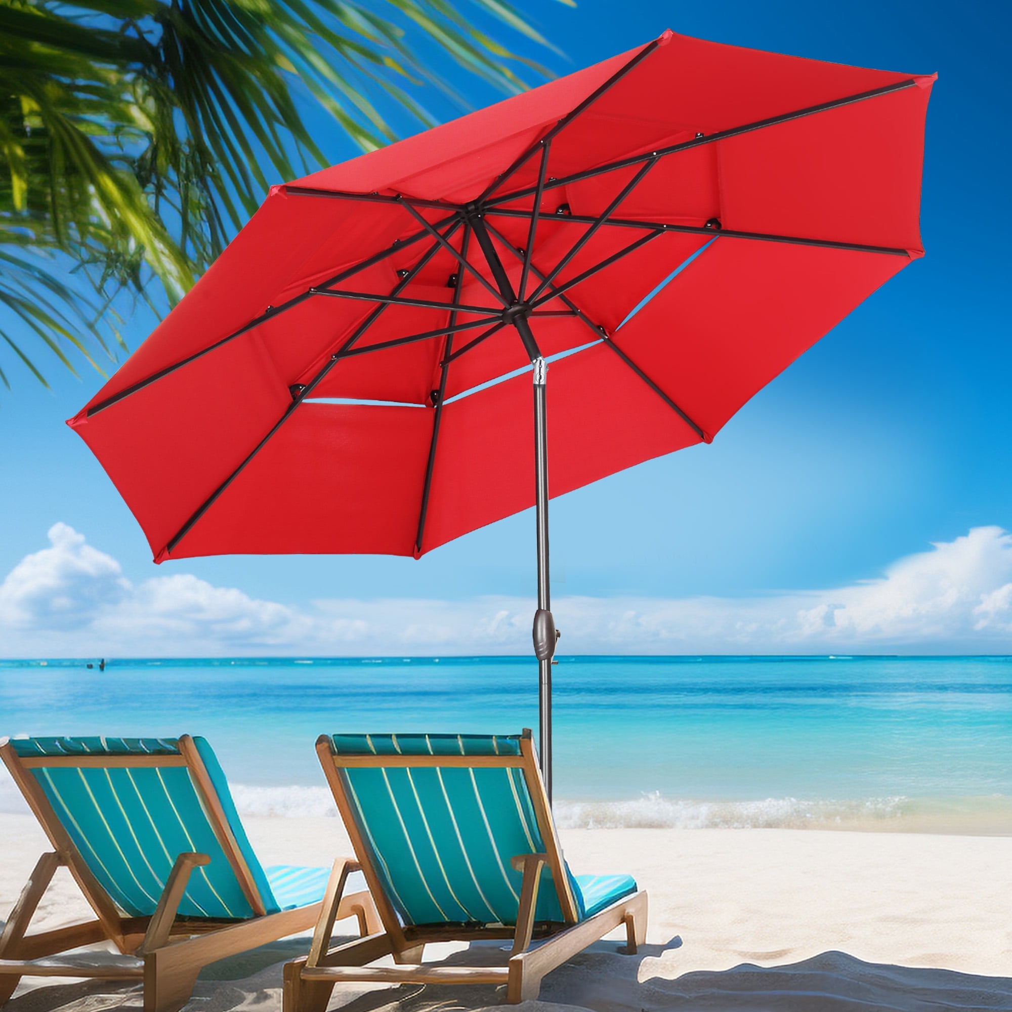 Autlaycil 10FT Patio Umbrella Outdoor Table Umbrella with Push Button ...