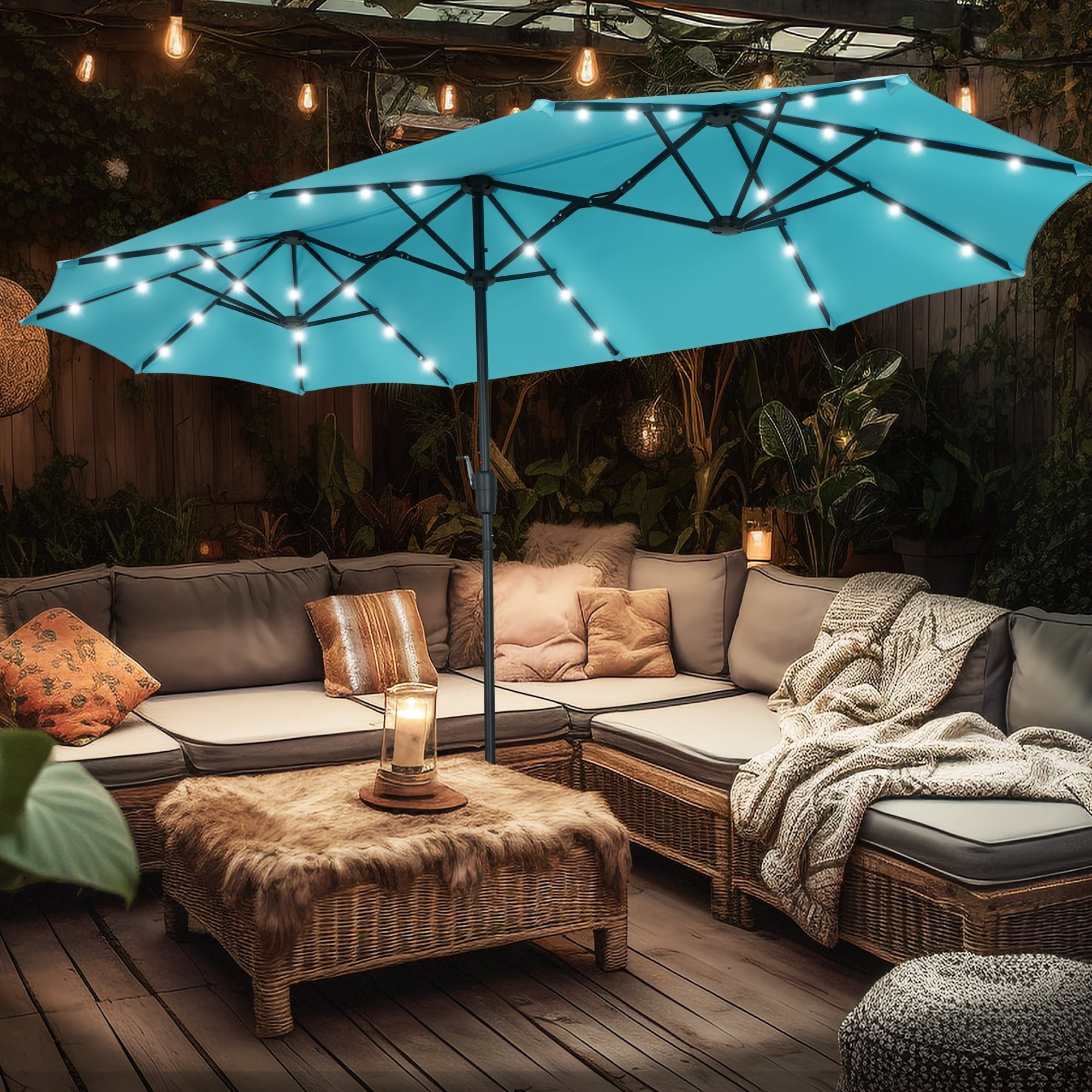 Autlaycil Large Outdoor 10Ft 3-Tier Solar LED Lighted Patio Umbrella ...