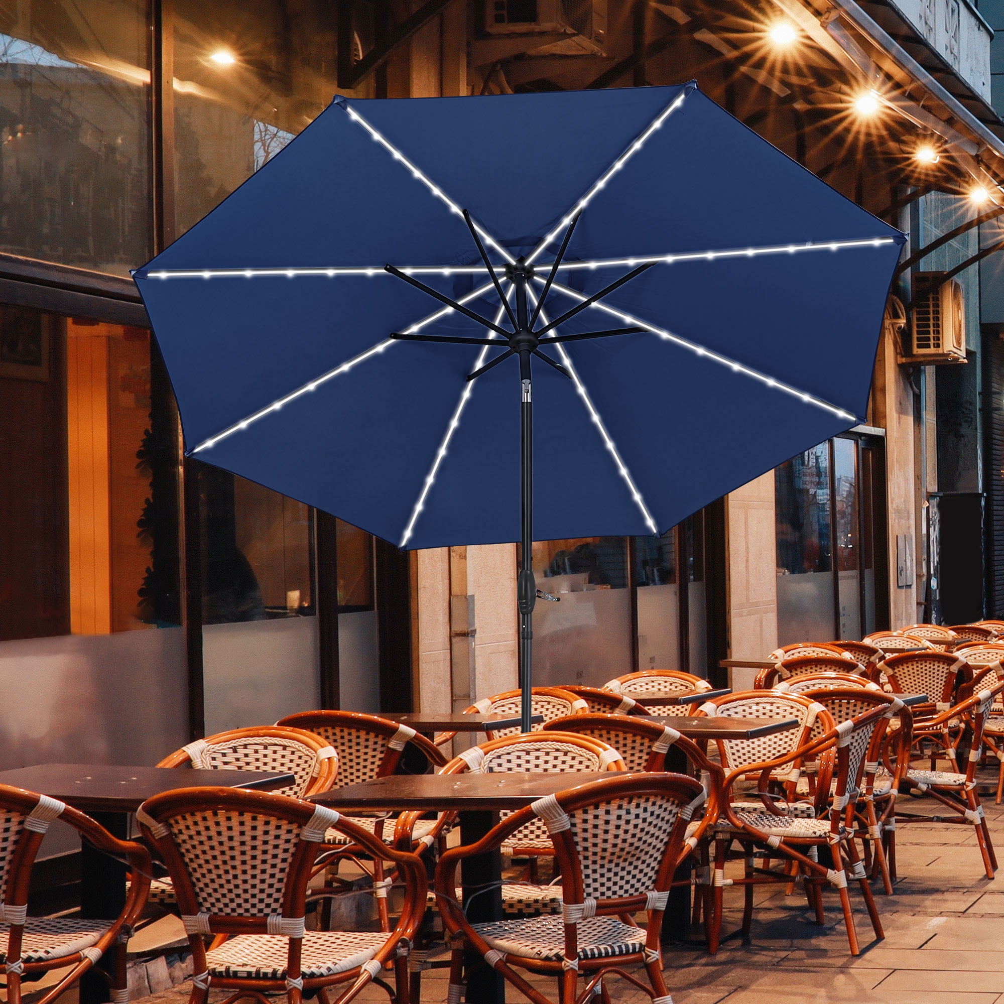 Autlaycil 10ft Patio Umbrellas with Strip Lights Outdoor Market ...